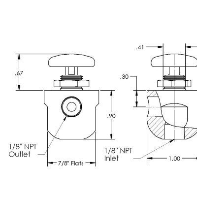1/8″ Angle Brass Push Button Valve - Push Button Valves - Alpine Echo