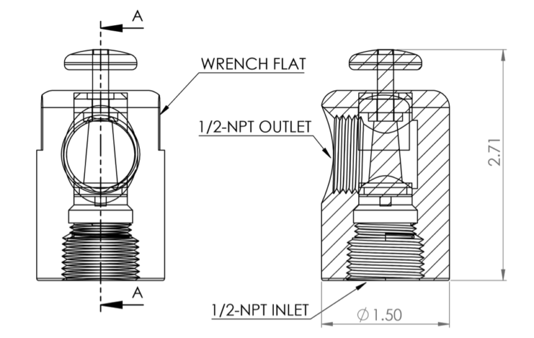1/2″ Stainless Steel Push Button Valve - Push Button Valves - Alpine Echo